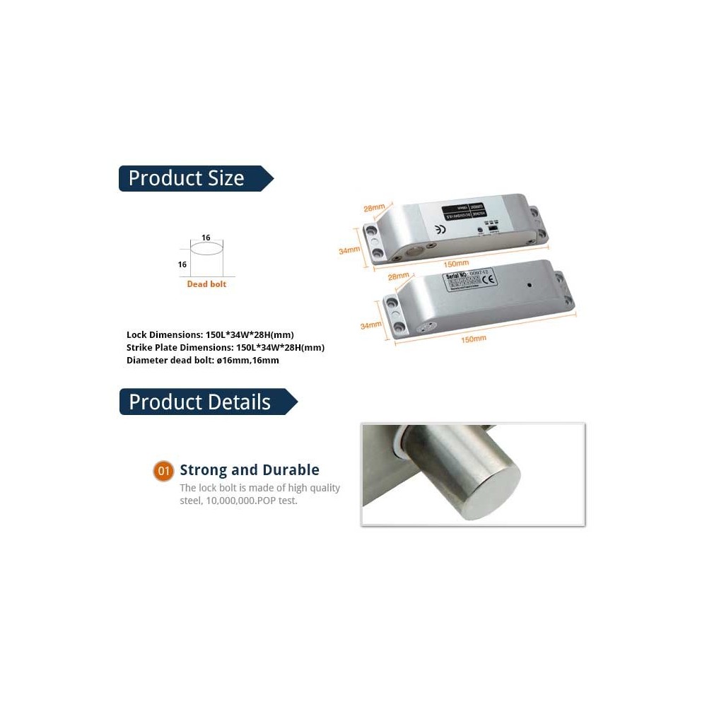 Electric Drop Bolt Lock 12VDC