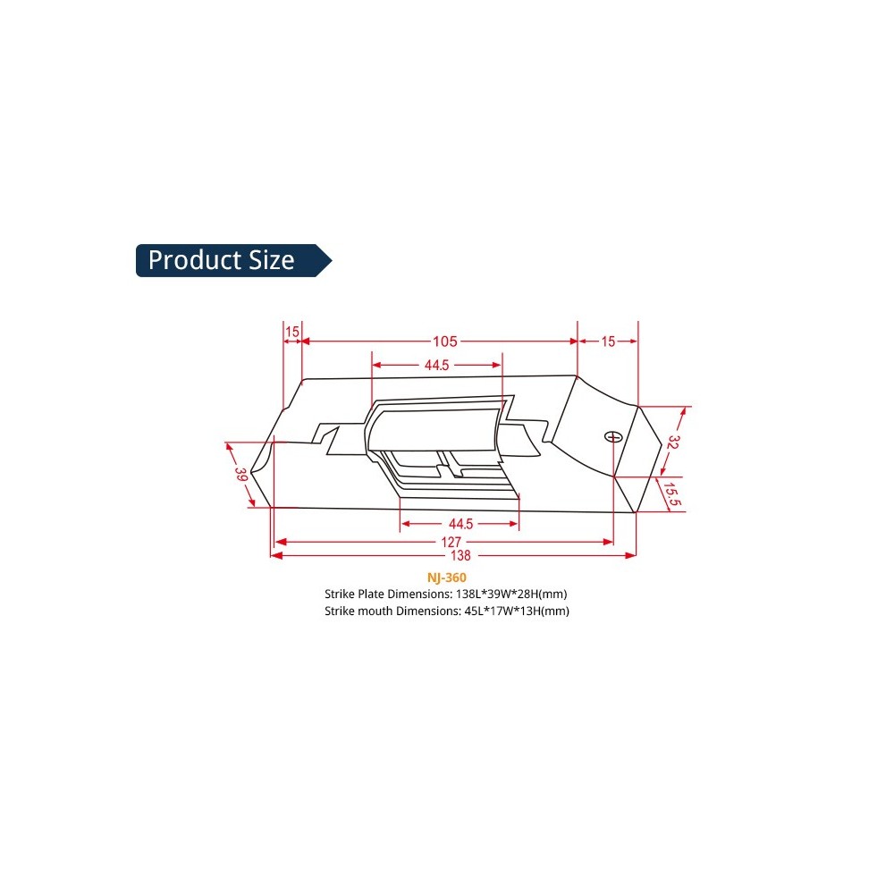 Electric Door Gate Strike Surface Mount